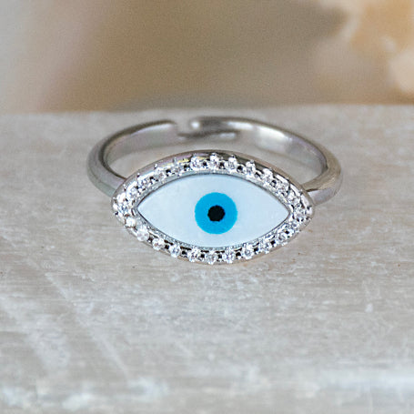 Eye-Shaped Studded Evil Eye Ring | Upakarna | Anti-Tarnish